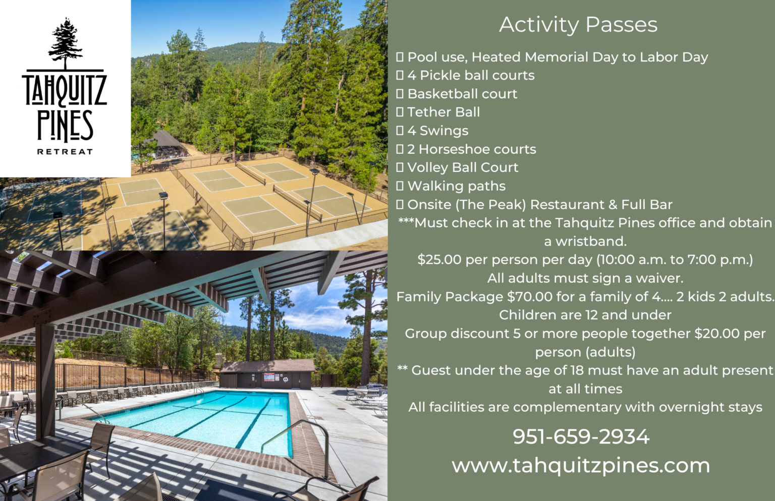 Activity Pass - Tahquitz Pines